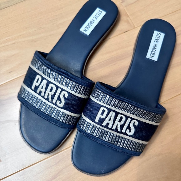 Steve Madden | Shoes | Steve Madden Navy Paris Slides 8 | Poshmark